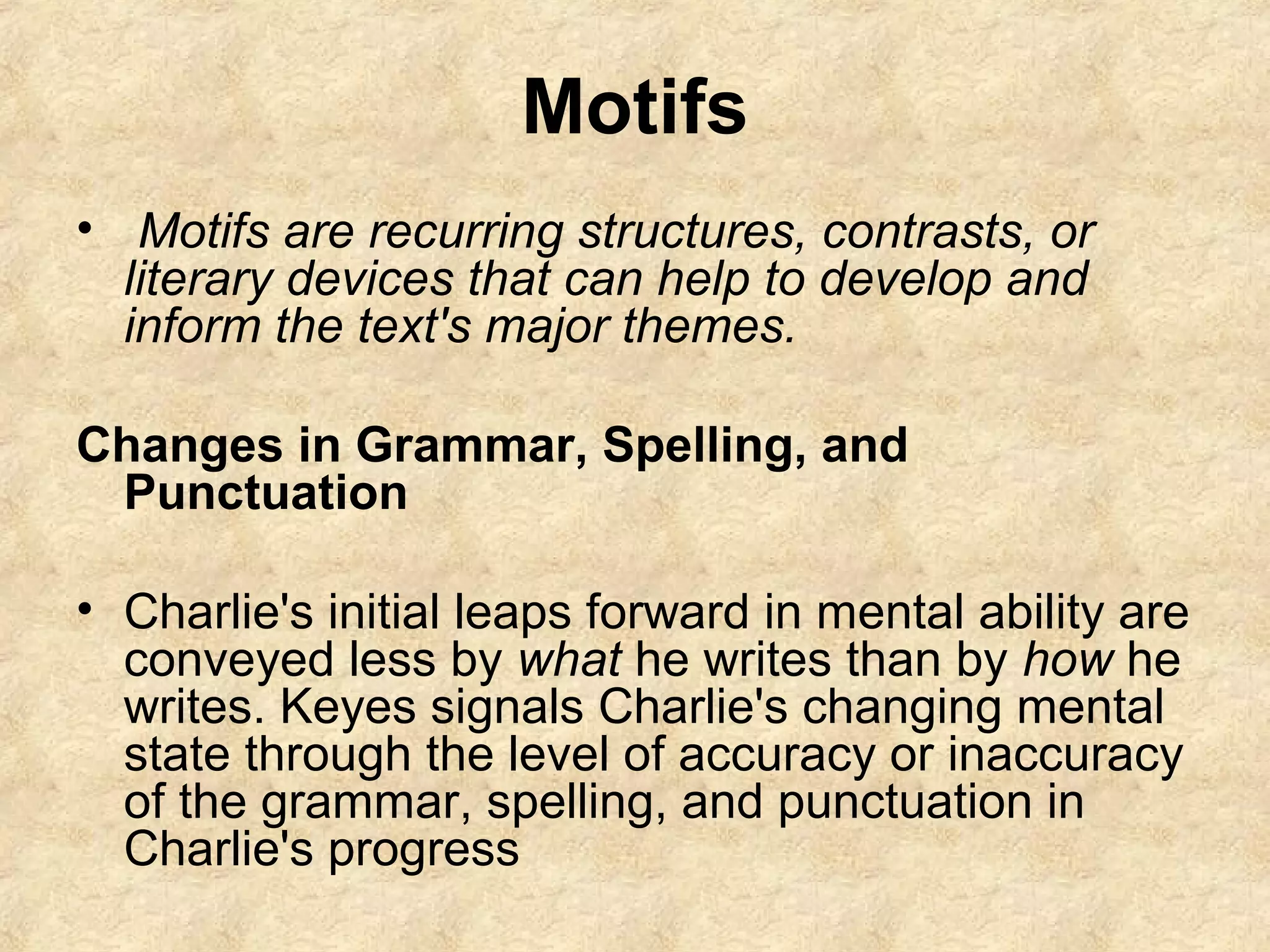 Theme- Flowers for Algernon | PPT