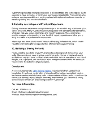 What Are the Requirements for a Successful Career at a VLSI Training Institute.docx