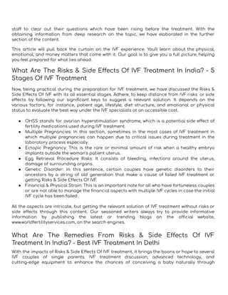 Risks & Side Effects of IVF – Safe Care by Top Experts | PDF