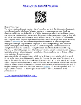 What Are The Rules Of Phonology | PDF