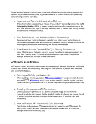 Essential Security Practices for Shopify Private App Development | PDF