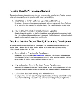 Essential Security Practices for Shopify Private App Development | PDF