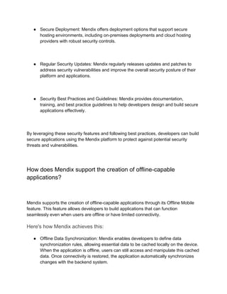 what are the security features provided by Mendix for application development.docx