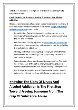 What Are The Signs Of Drugs And Alcohol Addiction | PDF