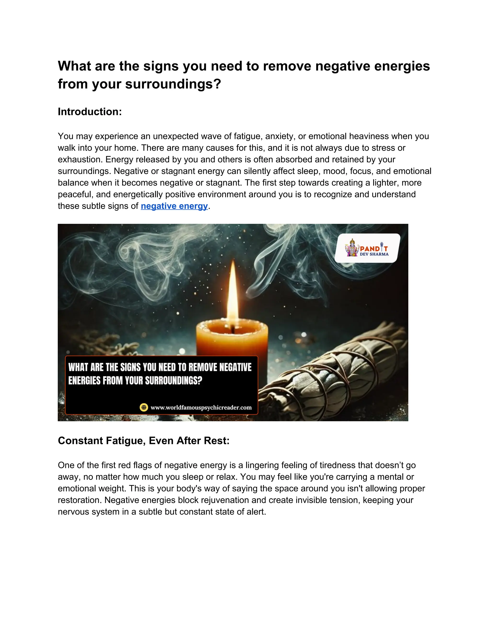 What are the signs you need to remove negative energies from your ...