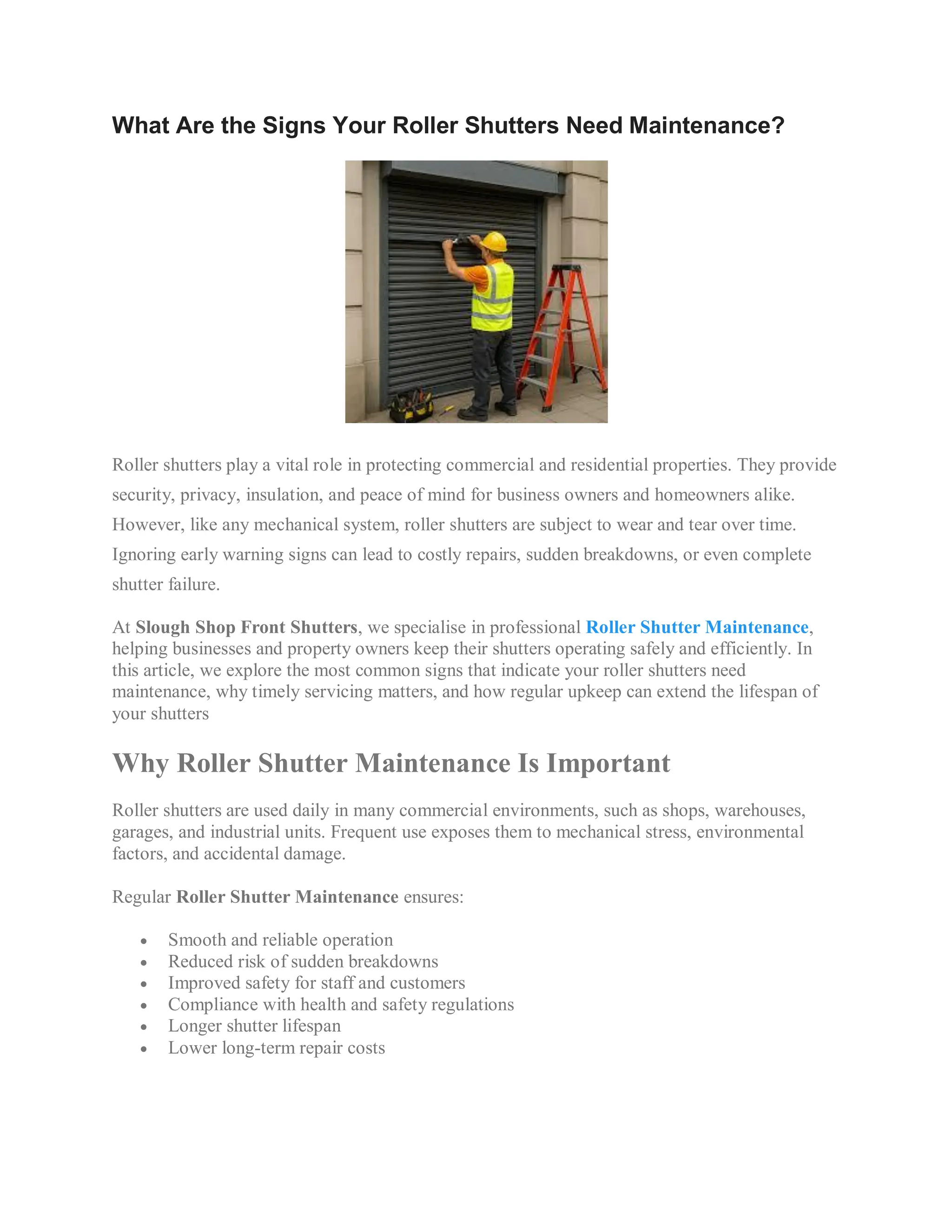 What Are the Signs Your Roller Shutters Need Maintenance. | PDF