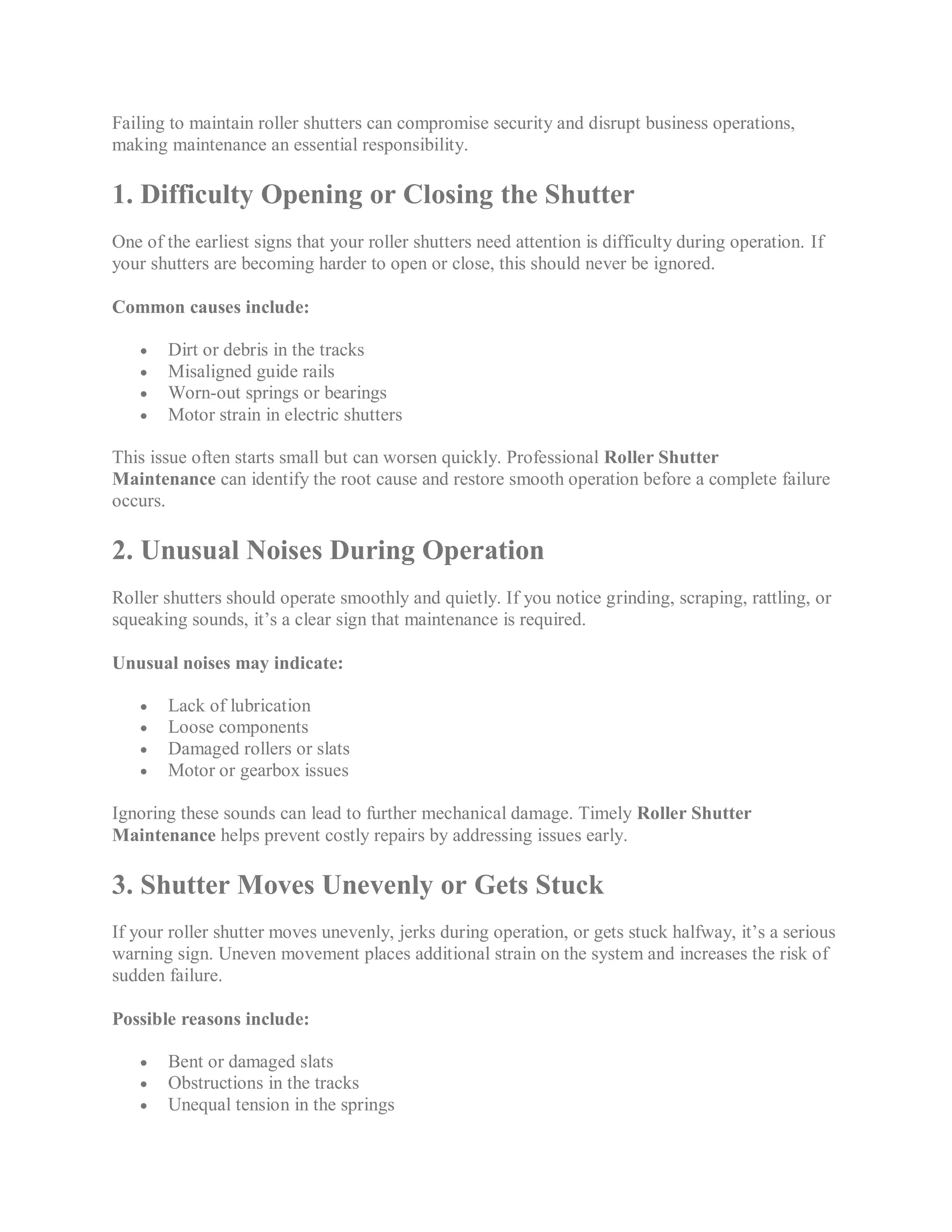 What Are the Signs Your Roller Shutters Need Maintenance. | PDF