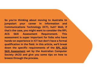 What are the specific RPL ACS Skill Assessment Requirements | PPTX