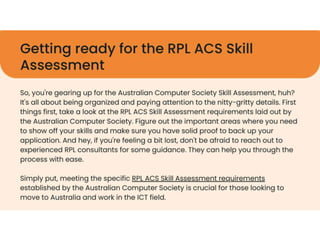 What are the specific RPL ACS Skill Assessment Requirements | PPTX