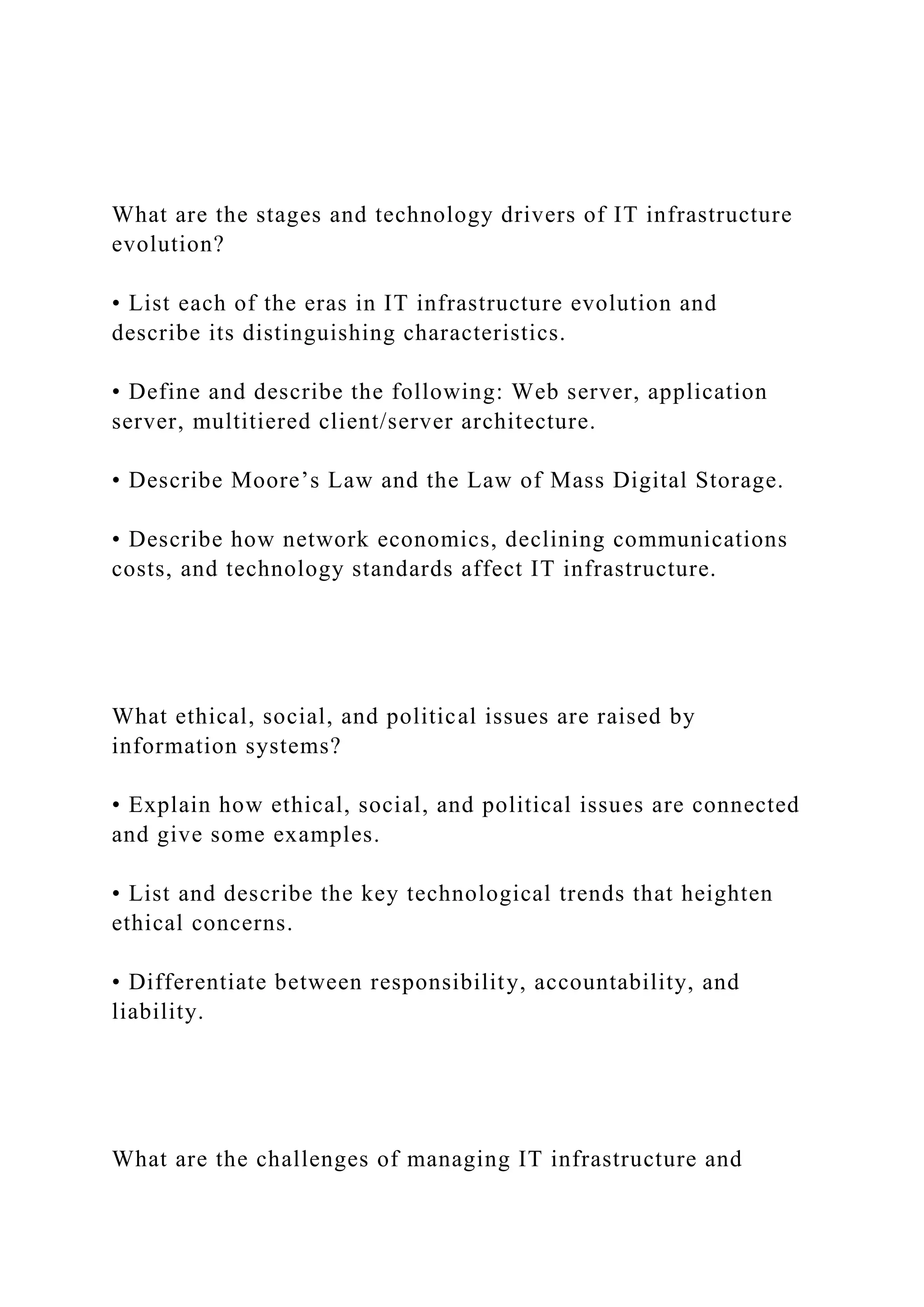 What are the stages and technology drivers of IT infrastructure .docx ...