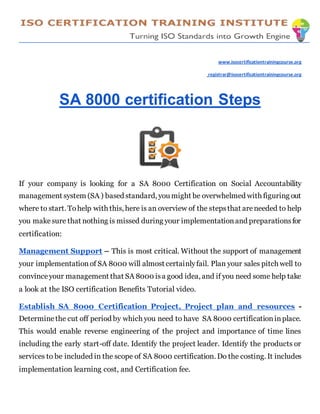 What are the steps for SA 8000 Certification | PDF