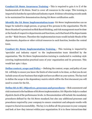 What are the steps for SA 8000 Certification | PDF