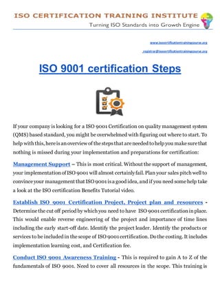 What are the steps for ISO 9001 Certification | DOCX