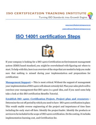 What are the steps for ISO 14001 Certification | DOCX | Business | Business and Finance