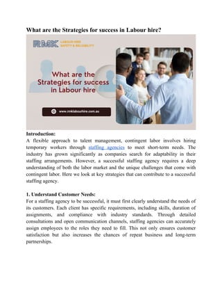 What are the Strategies for success in Labour hire_RMK Labour Hire.docx