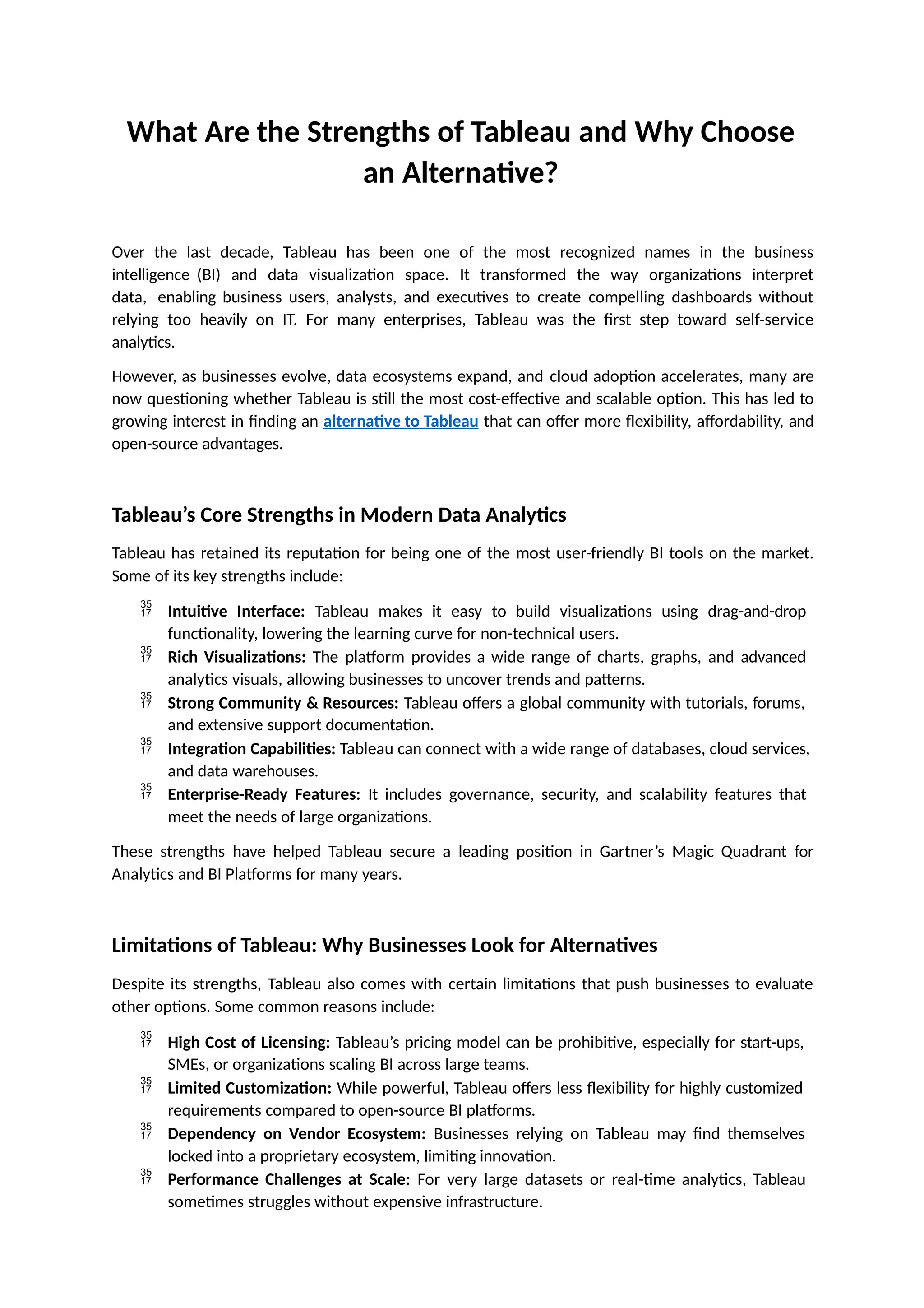 What Are the Strengths of Tableau and Why Choose an Alternative.pptx