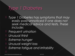 What are the symptoms of diabetes | PPT