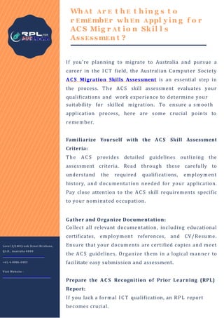 What are the things to remember when applying for ACS Migration Skills ...