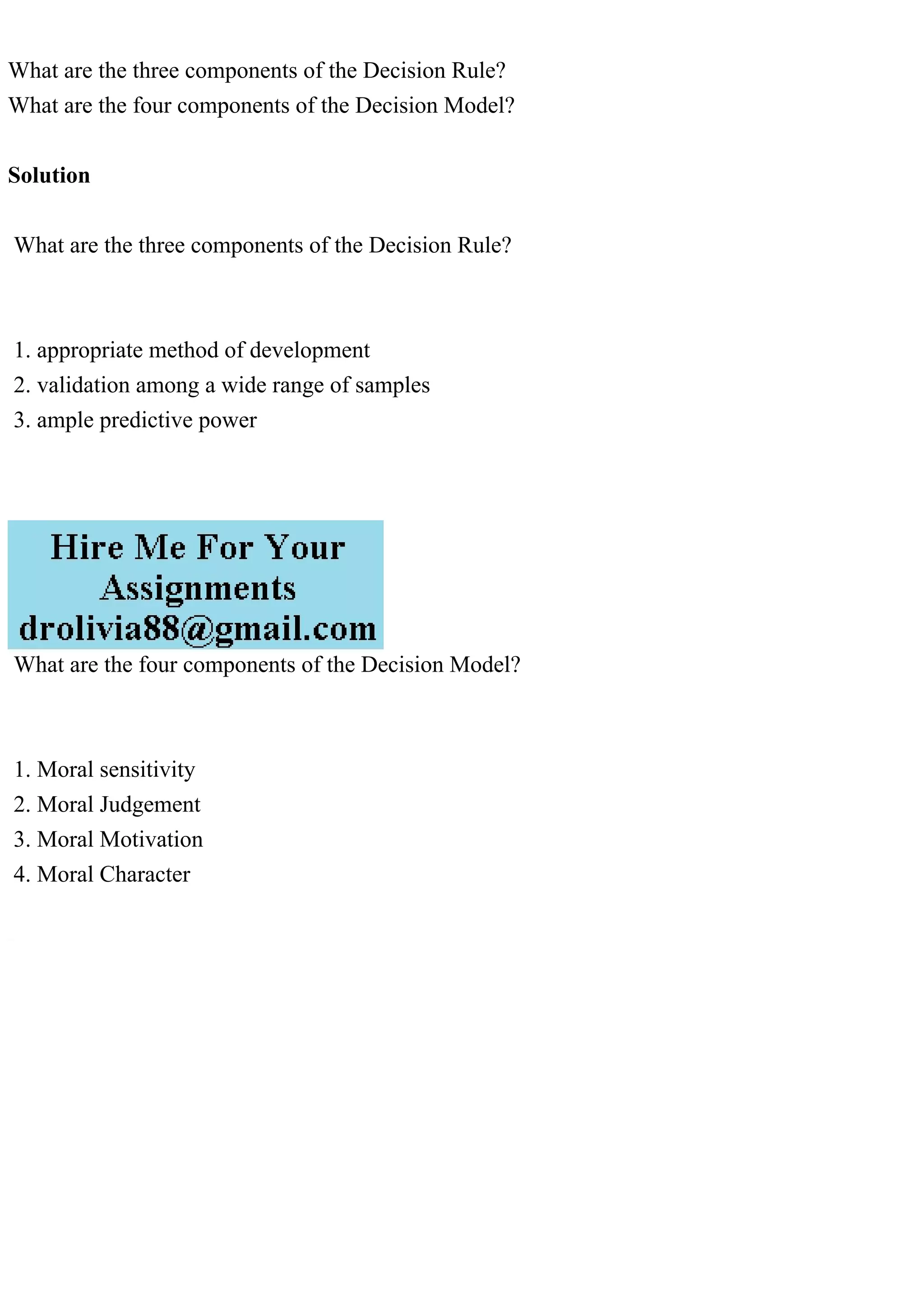 What are the three components of the Decision RuleWhat are the fo.pdf