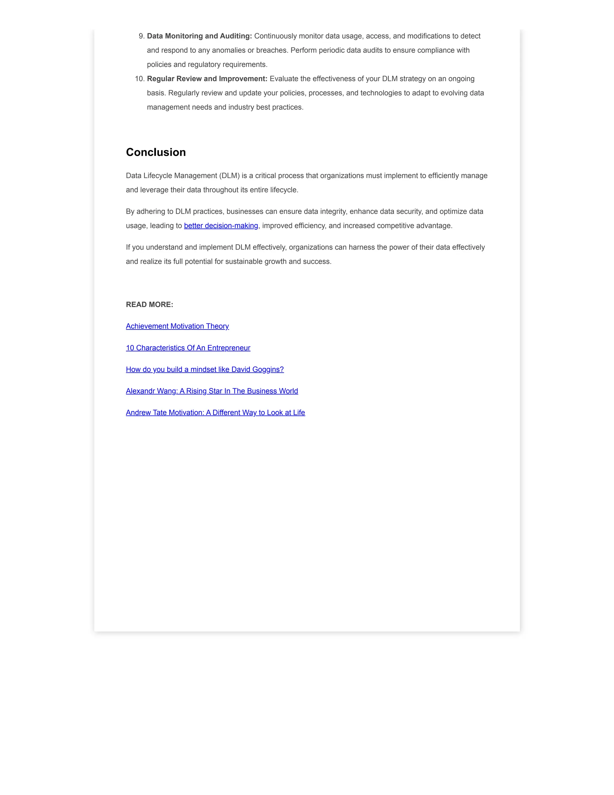 What are the three main goals of data lifecycle management (DLM).pdf