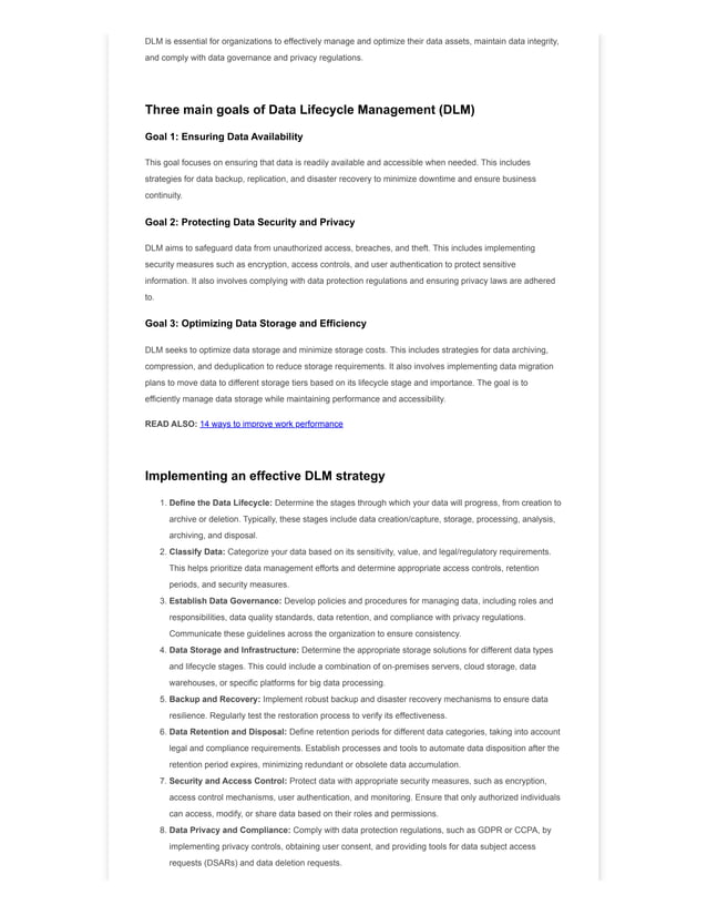 What are the three main goals of data lifecycle management (DLM).pdf