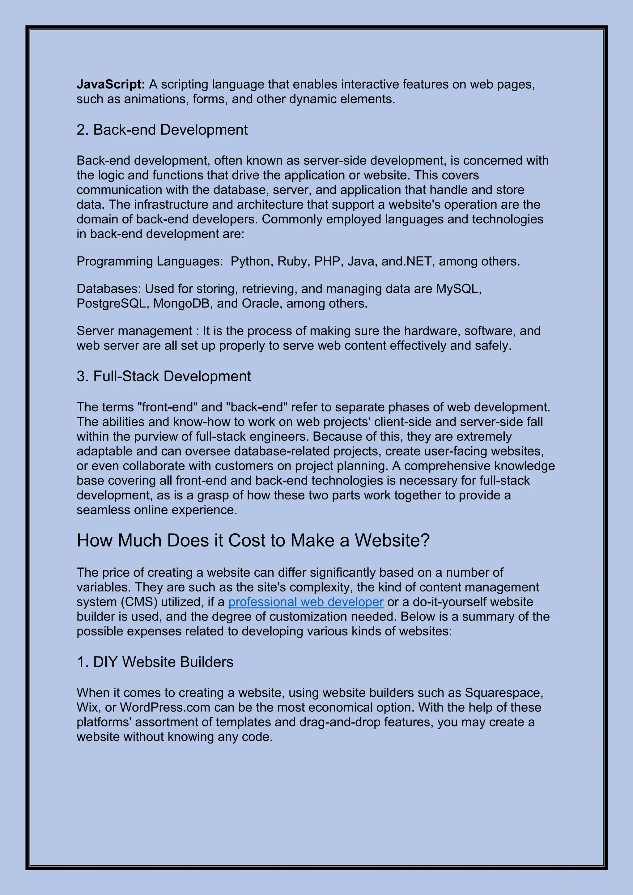 What are the Three Main Stages of Web Development? | PDF