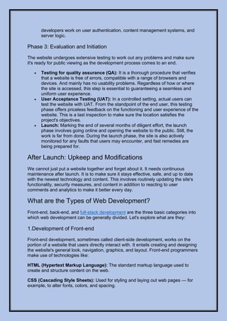 What are the Three Main Stages of Web Development? | PDF