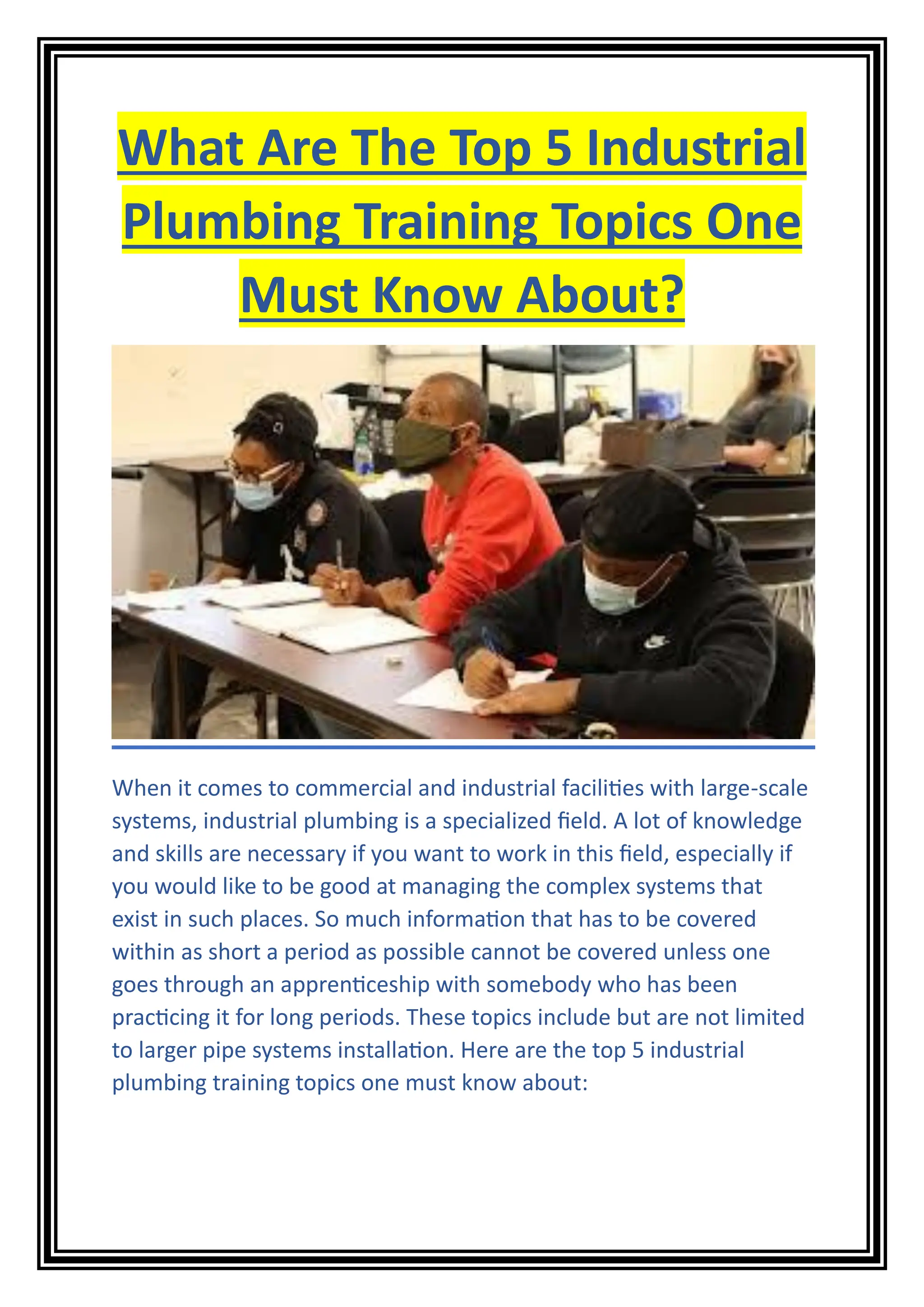 5 Industrial Plumbing Training Topics One Must Know About | PDF