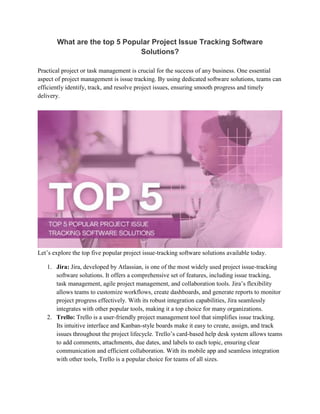 What are the top 5 Popular Project Issue Tracking Software Solutions? | PDF