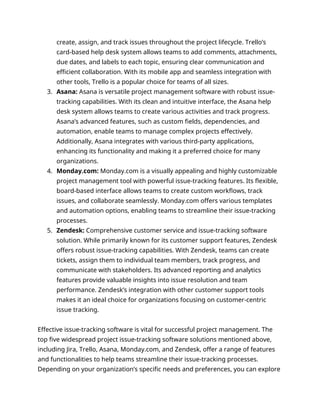 What are the top 5 popular project issue tracking software solutions.docx