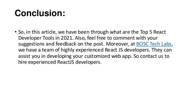 Top 5 react developer tools in 2021 | PPTX