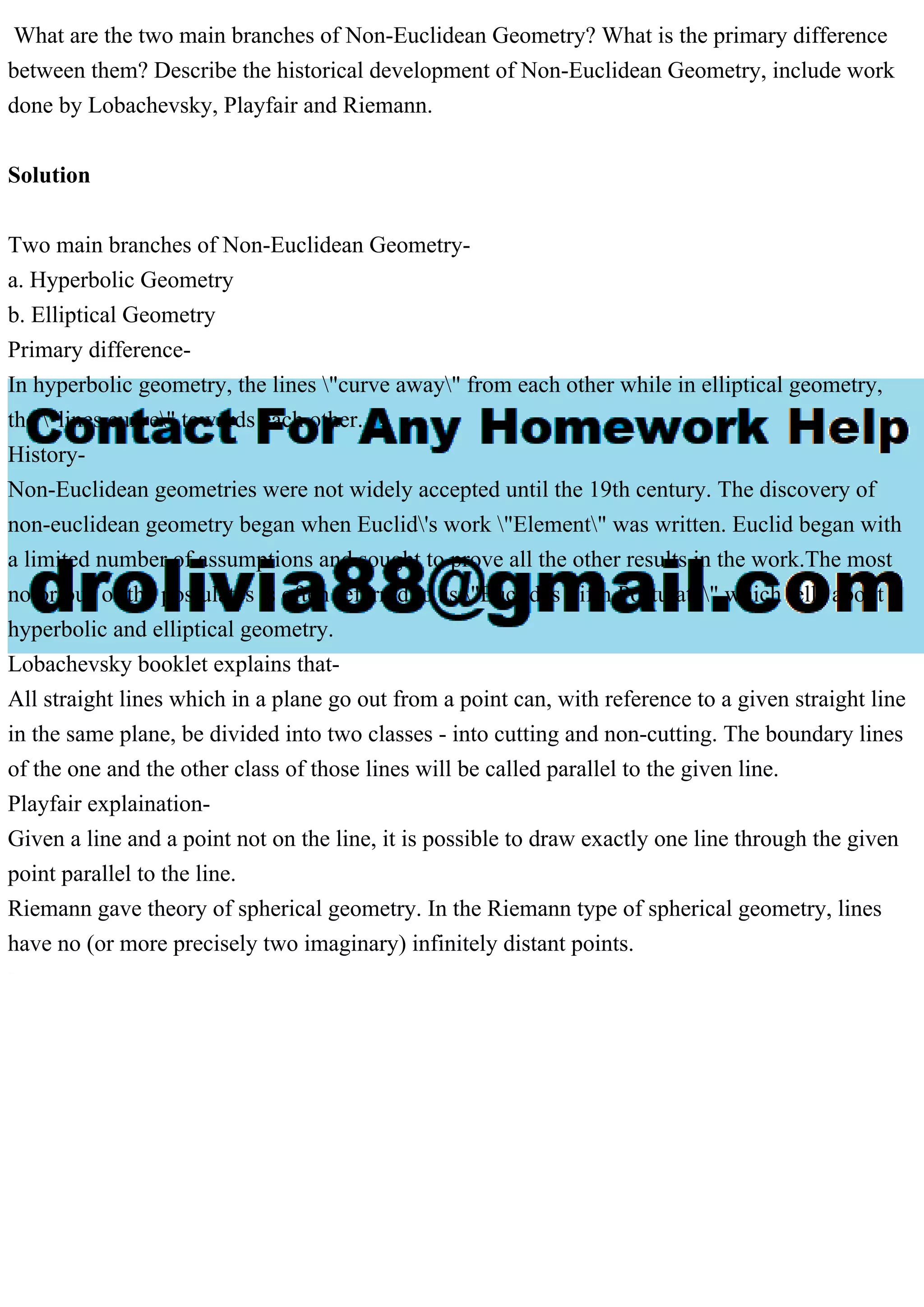What are the two main branches of Non-Euclidean Geometry What is the.pdf
