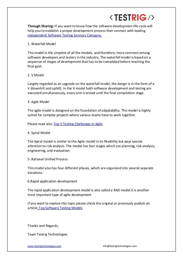 Types Of Software Testing Models