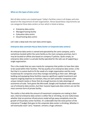 What are the types of data centers | PDF