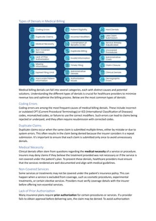 What Are the Types of Denials in Medical Billing? | PDF