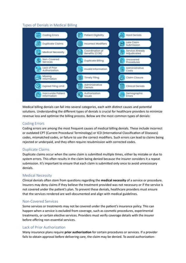 What Are the Types of Denials in Medical Billing? | PDF