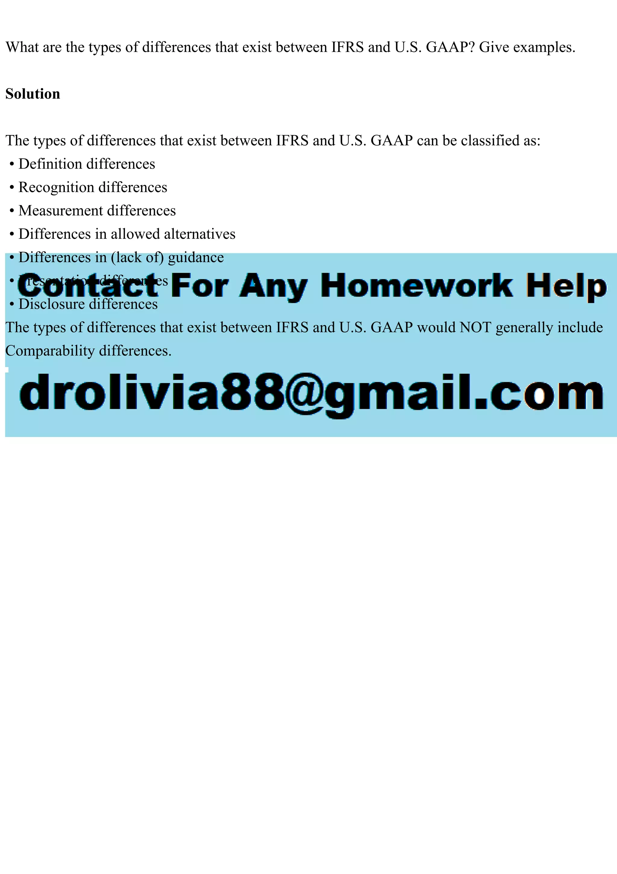 What are the types of differences that exist between IFRS and U.S. G.pdf