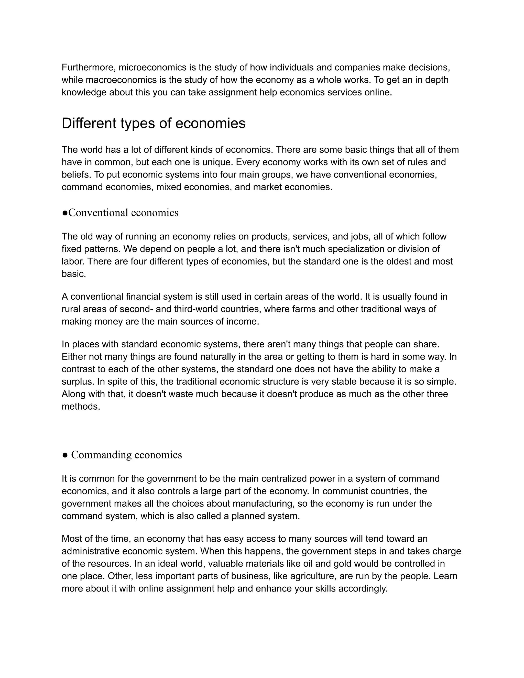 What are the types of economics and other . | PDF