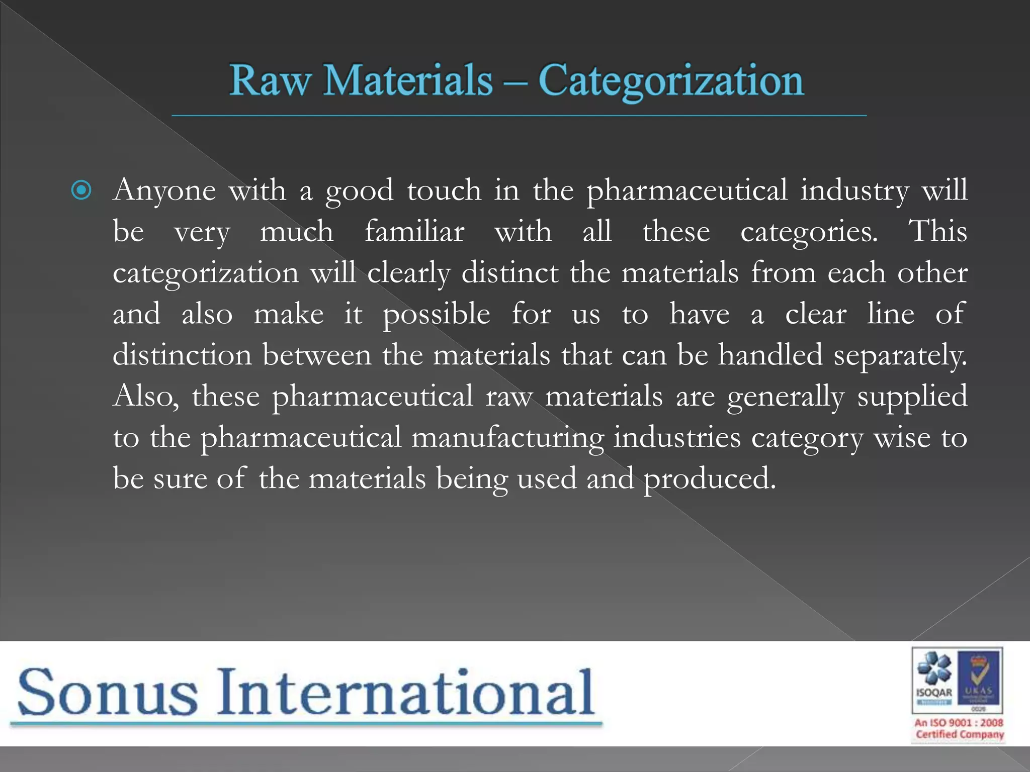 What Are The Types Of Pharmaceutical Raw Materials? | PPTX