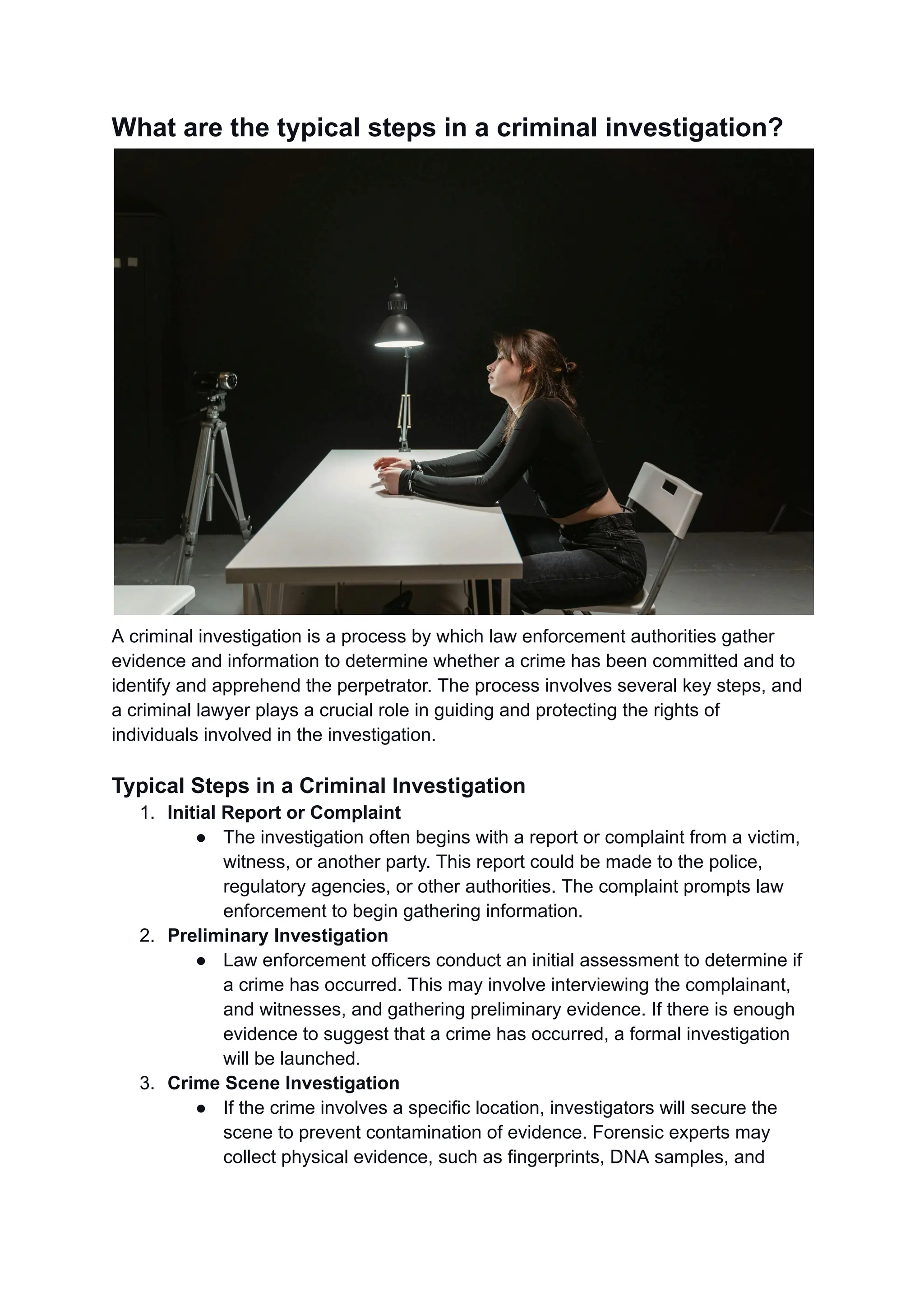 What are the typical steps in a criminal investigation | PDF