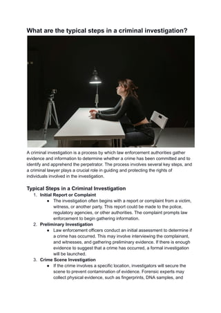 What are the typical steps in a criminal investigation | PDF