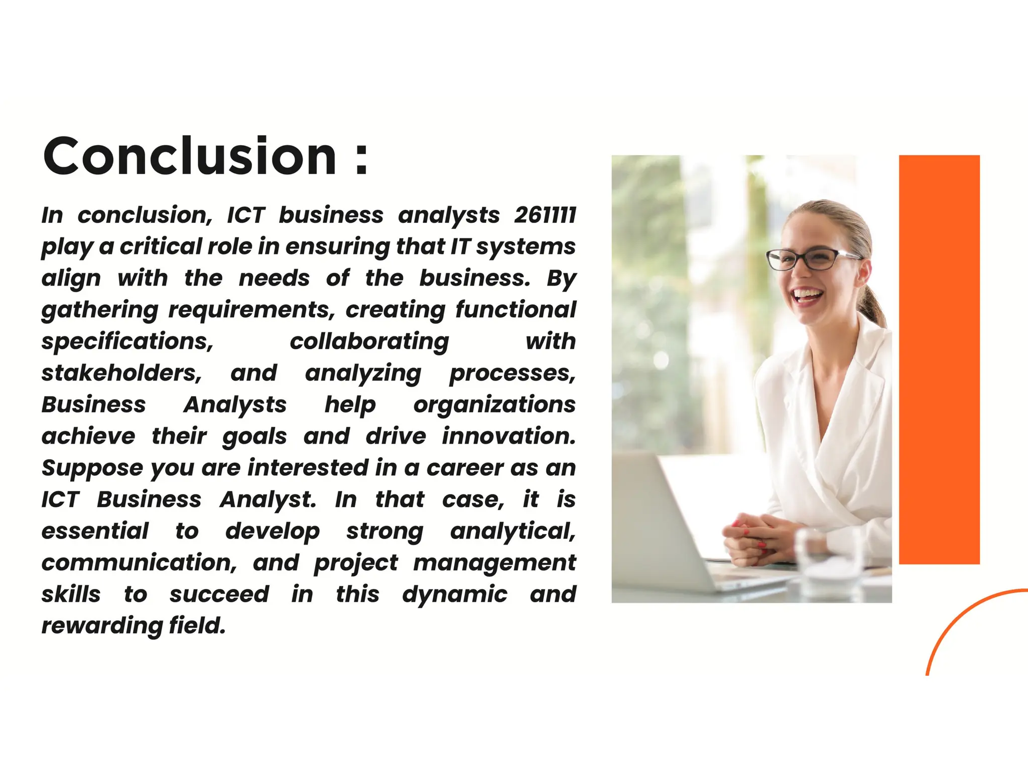 What are the typical tasks performed by an ICT Business Analyst | PPT