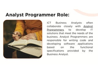 What are the typical tasks performed by an ICT Business Analyst | PPT