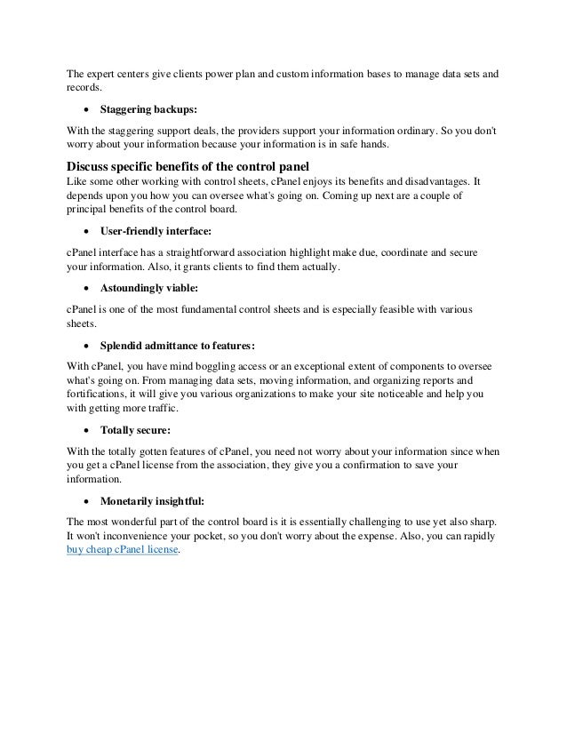 What are the user-friendly features of cPanel.pdf