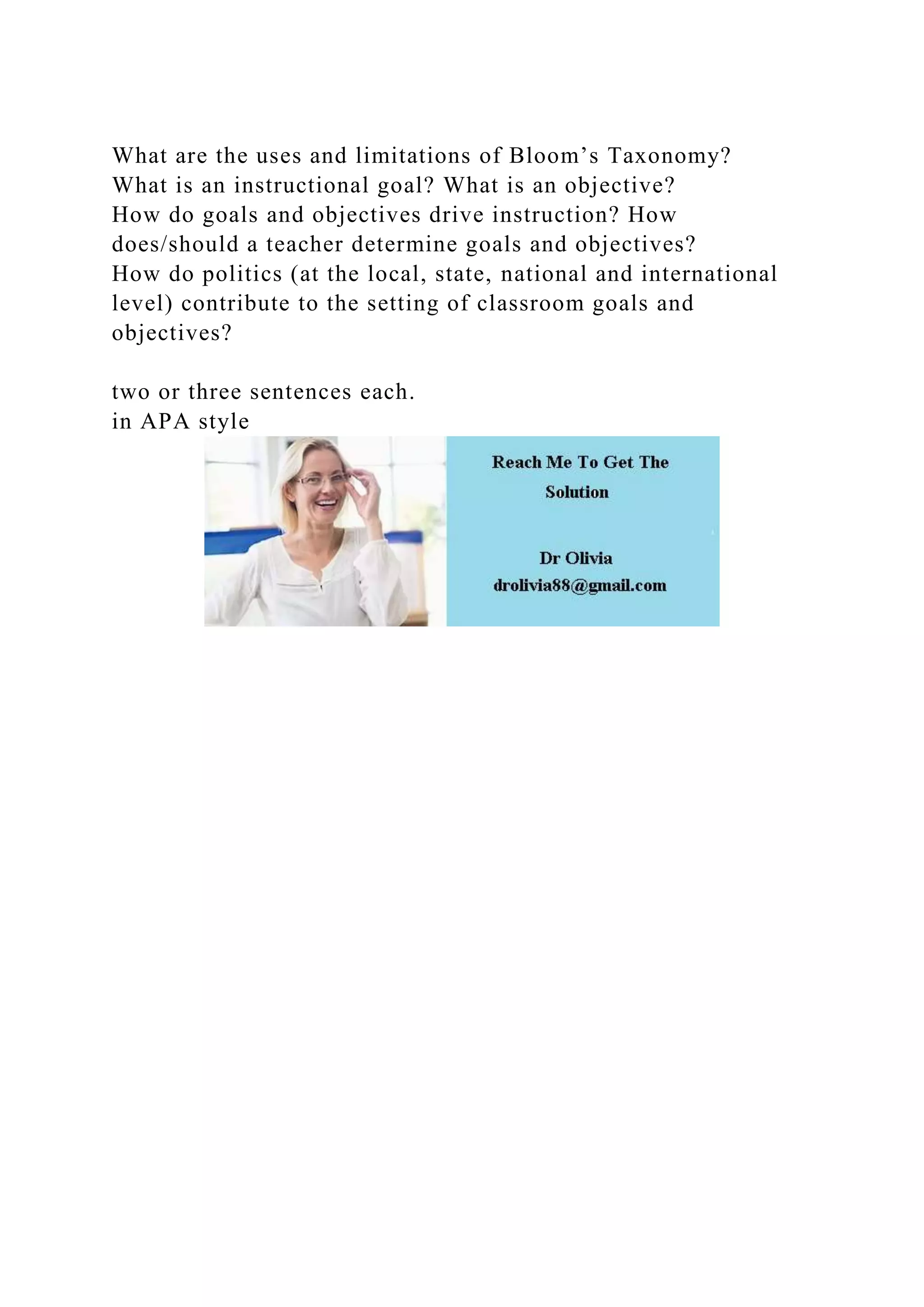 What are the uses and limitations of Bloom’s Taxonomy What is an .docx