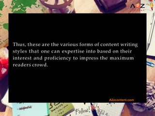 What are the various impressive styles of content writing | PPT