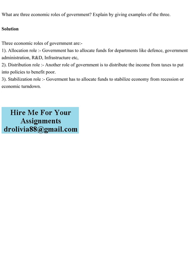 What are three economic roles of government Explain by giving examp.pdf
