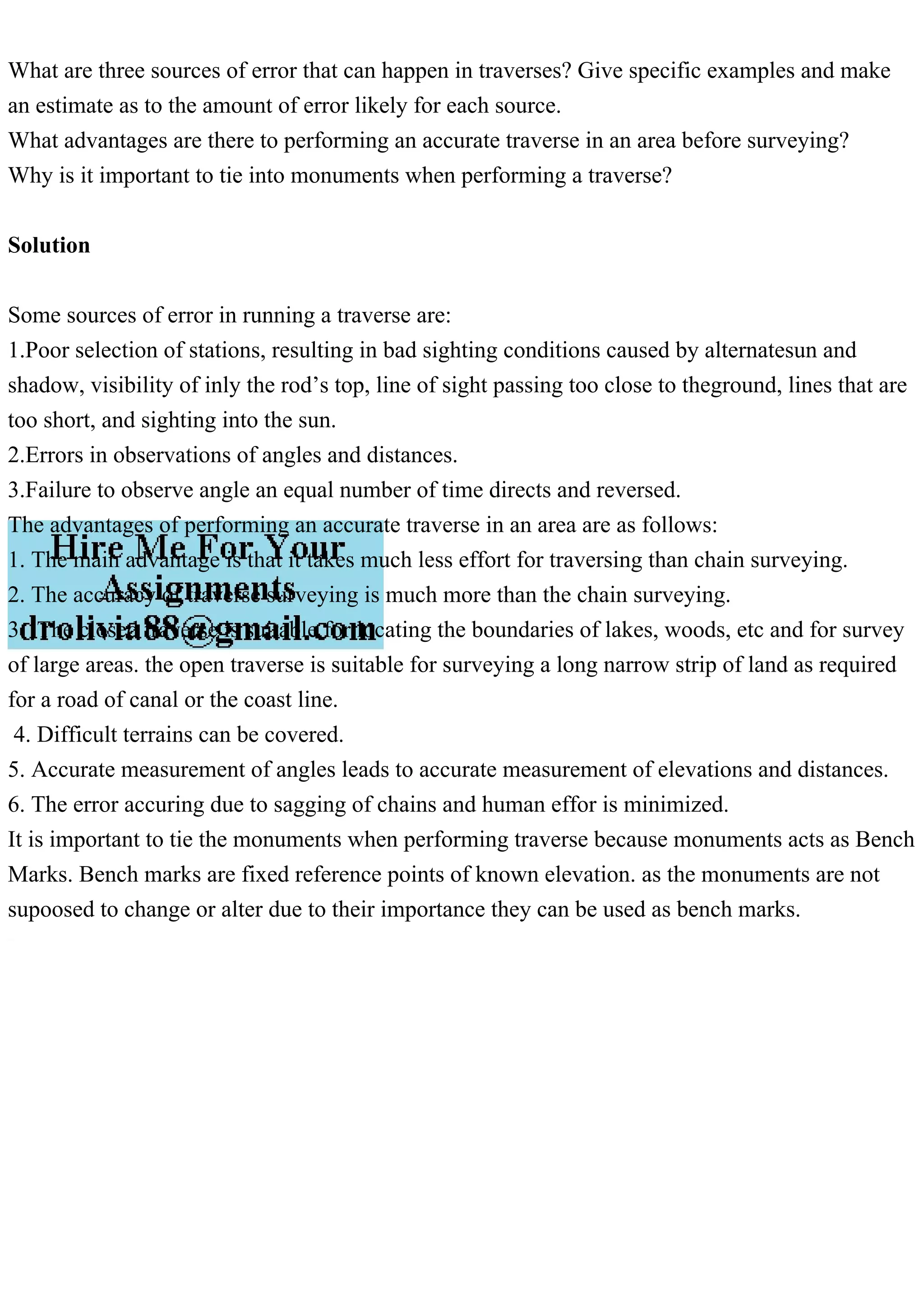 What are three sources of error that can happen in traverses Give s.pdf