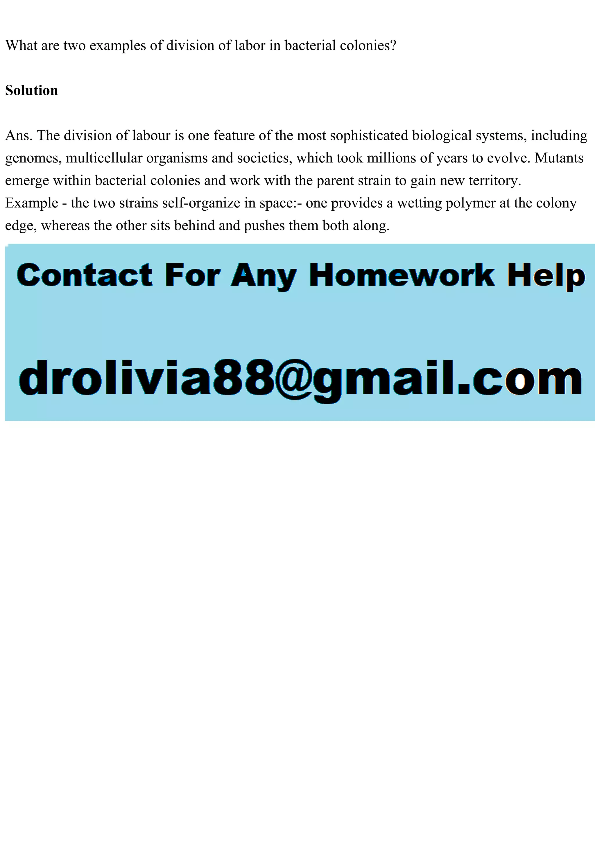 What are two examples of division of labor in bacterial colonies.pdf