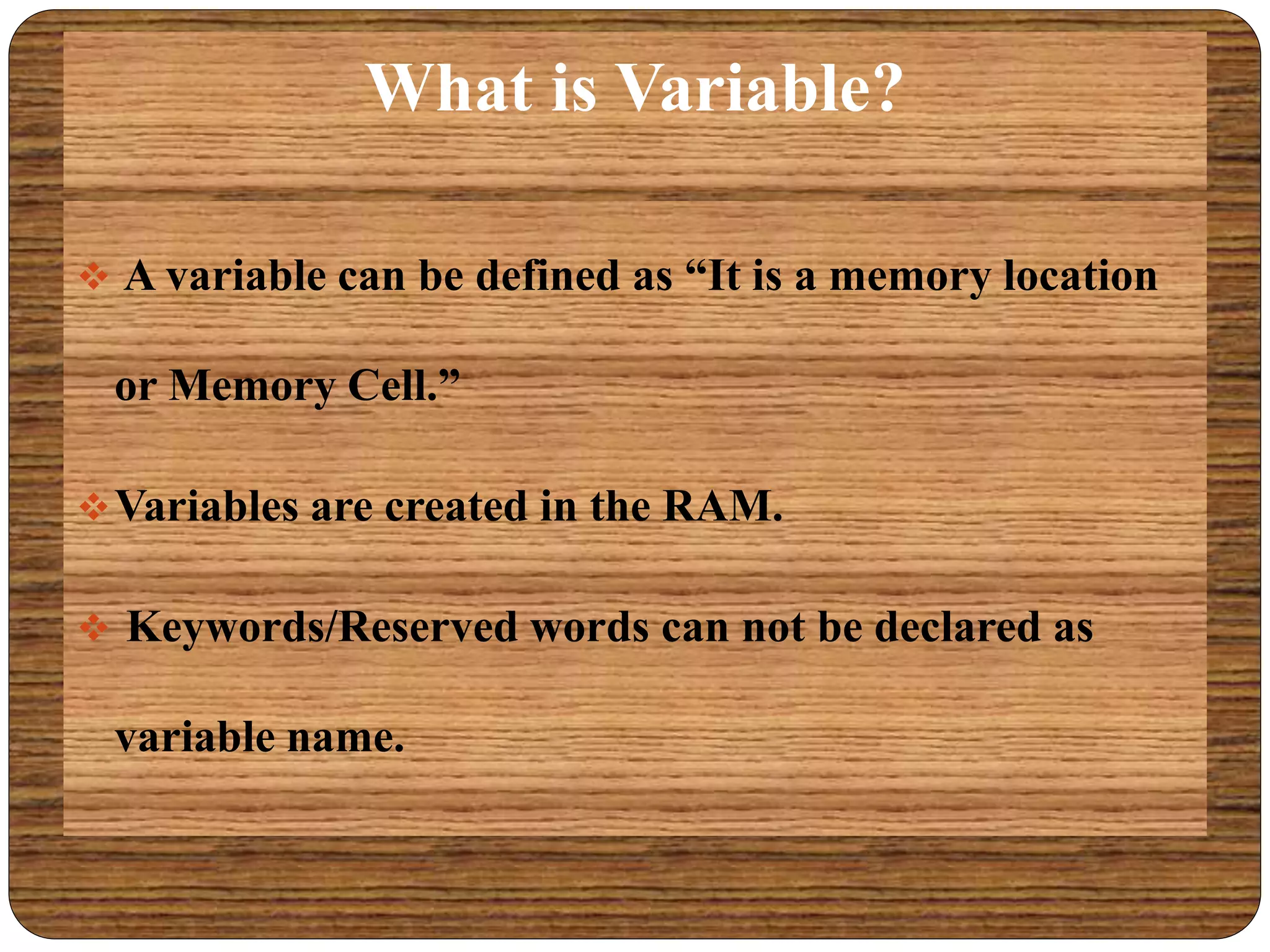 What Are Variables And Keywords In C Ppt